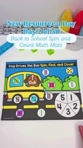 10 Back to School Spin, Count, Count and Cover Math Mats Numbers to 5 ...