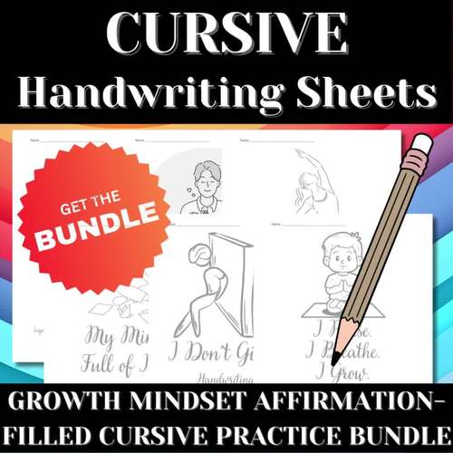 GROWTH MINDSET Cursive Writing BUNDLE | 1000+ Positive Practice Statements