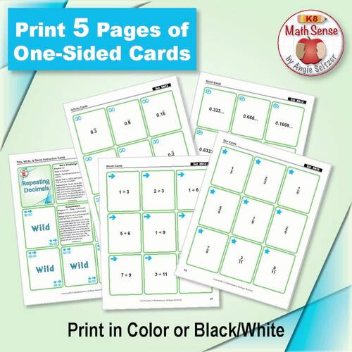 Fractions as Repeating Decimals: Math Sense Card Games & 4-Way Matching ...