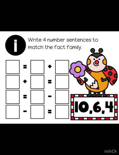 Spring Themed Add + Subtract Fact Families within 10 Task Cards | TPT