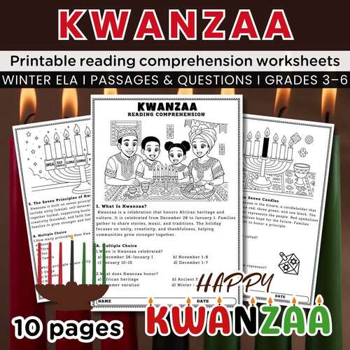 Kwanzaa Reading Comprehension Worksheets, African American Culture ...