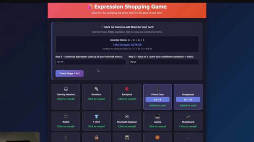 Online Shopping Game (combine like terms) by Mathimation | TPT
