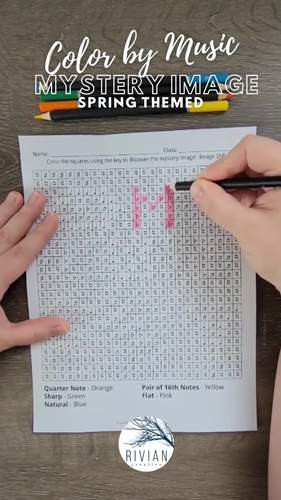 Color by Music Symbol Mystery Images Spring Music Coloring Activity