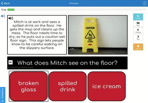 Safety Simplified Reading Comprehension Digital Interactive Activity