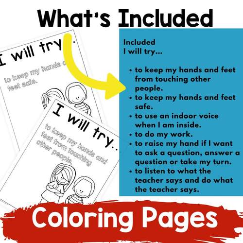 Social Skills Posters Coloring Pages - I Will Try Statements- (Rules ...