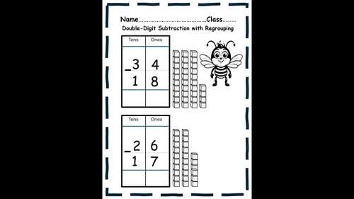 Double Digit Subtraction with Regrouping with base ten blocks. | TPT