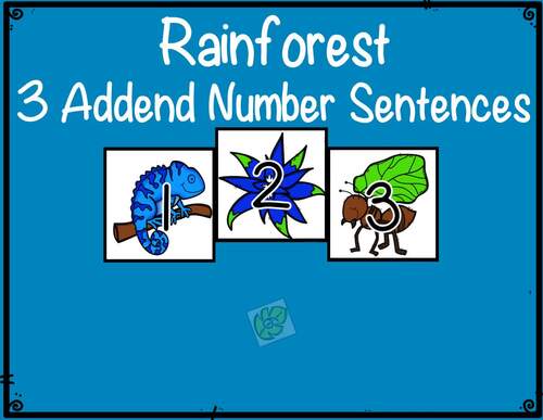 Rainforest Themed Build 3 Addend Addition & Subtraction Number Sentences