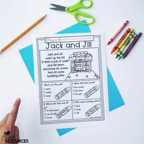 Jack and Jill Nursery Rhymes No Prep Printables with Posters, Readers ...