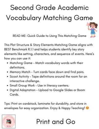 2nd Grade Plot Structure BEST Academic Vocabulary Matching Cards