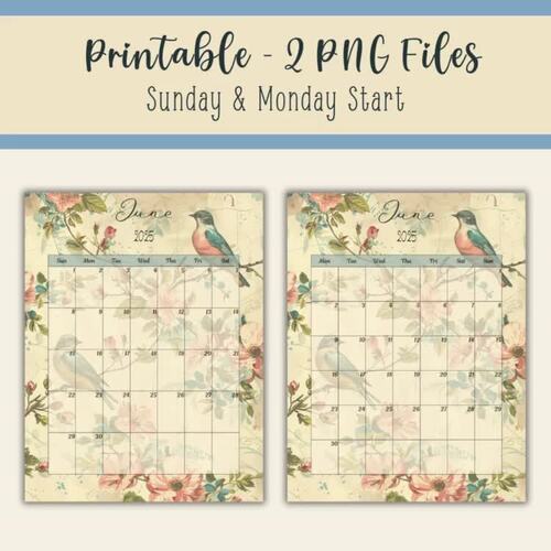 2025 Pink Floral Monthly Calendar Junk Journal Printable Editable ...