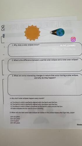 Solar Eclipse 2024 - Reading Passage and Reflection Activity by Love ...