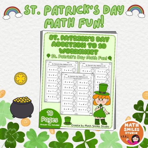 St. Patrick’s Day Addition to 10 | Math Worksheets for Kindergarten ...