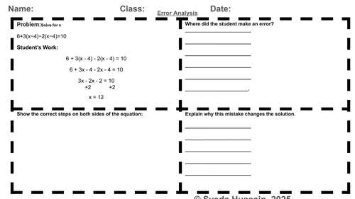 Two‑Step Equations Error Analysis Worksheets by Middle Math-Quick Prep