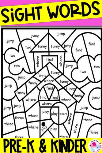Back to School Coloring Pages Sheets Color by Code Sight Words Pre ...