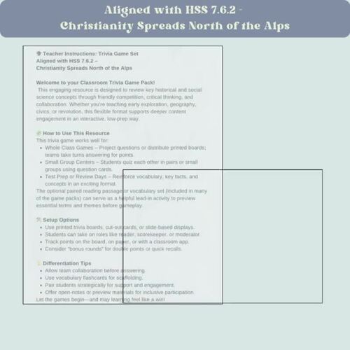 HSS 7.6.2 Trivia Game – Christianity Spreads North of the Alps | TPT
