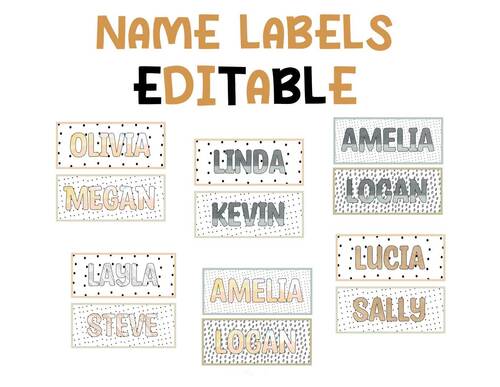 Printable Classroom Labels, Student Name Tags, Editable Student Name Plates