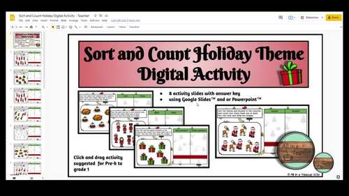 Sorting and Counting Christmas Digital Activity Slides with Moveable ...