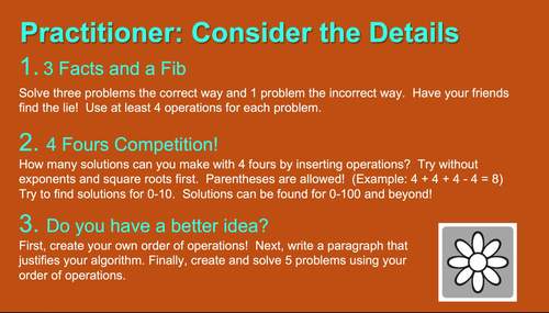 Order of Operations Differentiated Menu With Depth and Complexity, Exit ...