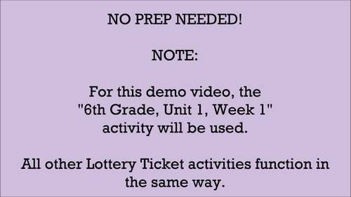 6TH GRADE #14 WONDERS Unit 3 Week 4 Spelling Vocabulary Lottery GOOGLE ...