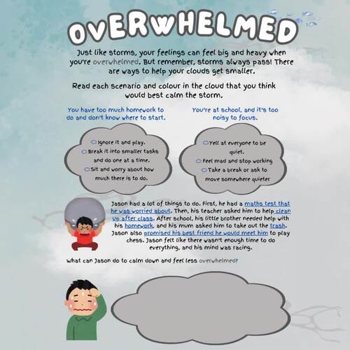 Overwhelmed Social Story | SEL Emotional Regulation & Reflection | Big ...