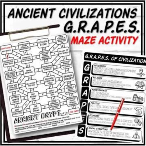 Ancient Civilizations Maze Activity Bundle & Reference Sheet | TPT