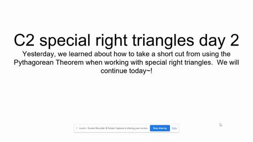 Special Right Triangles: day two of 45-45-90 triangles, video lesson