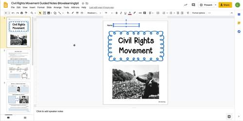 Distance Learning: Civil Rights Movement PowerPoint Lesson and Guided Notes