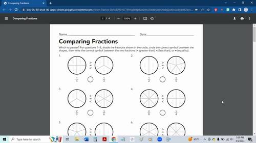 Comparing Fractions: Standards-Based Worksheet for Grade 3 by Brooks Jones