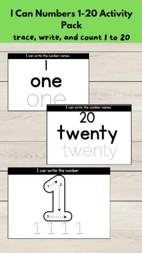 I Can Write Numbers 1 to 20 Task Cards Activity Pack, Early Math Finishers,