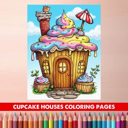 Cupcake House Coloring Pages – 50 Whimsical Sweet Fantasy Cottage Designs