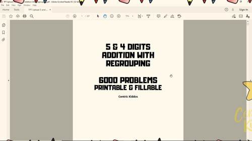 Five and Four Digits Addition With Regrouping Test Practice Drills 6000 ...