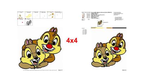 Happy Chip and Dale Hugging Cartoon Character Embroidery Designs ...