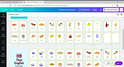 Food and drinks Thai flashcards by Language Forum | TPT