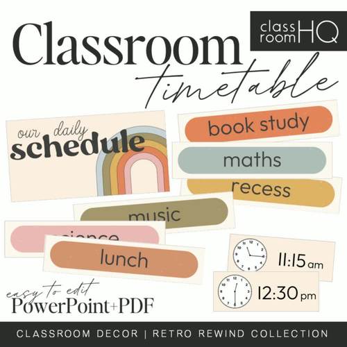 RETRO REWIND Visual Timetable Pack | Retro Classroom Decor by classroomHQ