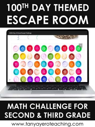 100th Day of School Activities Digital Escape Room Math Game | Grades 2-3