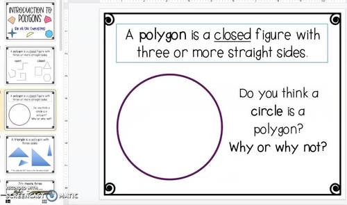 Polygons Geometry Lesson - PowerPoint and Notes - Introduce Vocabulary