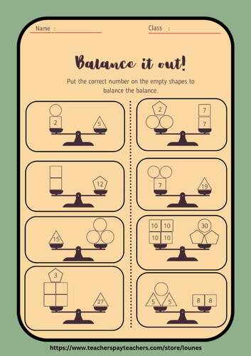 Minimalist Challenging Math Equation Worksheet by Lounes | TPT