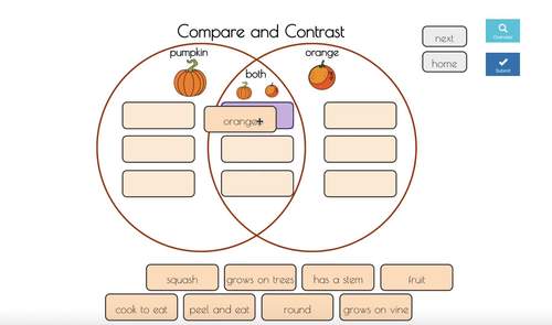 Fall Compare and Contrast Boom Cards with Draggable or Fill in the ...