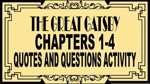 The Great Gatsby Text Analysis Activity Quotes and Questions | TPT