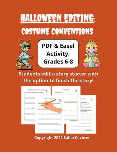 Halloween Editing Story Starter: Costume Conventions PDF + Easel ...