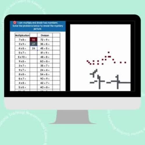 Mystery Pixel Art - Snow Day/Winter - 2 Digit Addition/Subtraction