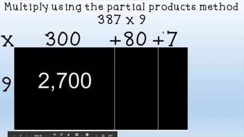 Partial Products 3 Digit by 1 Digit Google Classroom™ Digital Flash Cards