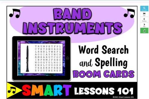 BAND INSTRUMENT WORD SEARCH Boom Cards™ Music Activity Distance ...