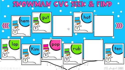 CVC Word Seek & Find Digital Game: Snowmen by Little Playful Learners