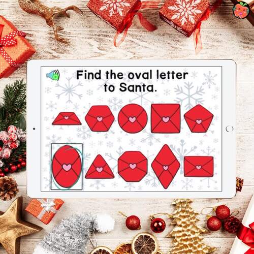 Find the Christmas Shapes | BOOM CARDS with audio | OVAL | TPT