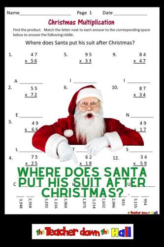 Christmas Multiplication & Division Worksheets w/ Riddles Self-grading ...