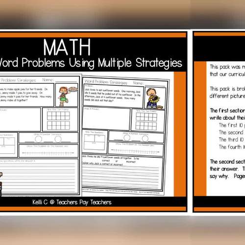 Addition Word Problems Worksheets Using Multiple Strategies Distance ...