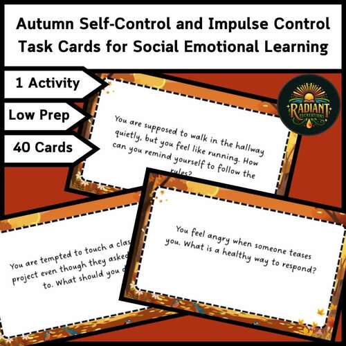 Autumn Self-Control and Impulse Control Task Cards for Social Emotional ...