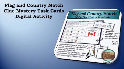Country and Flag Match Digital Clue Mystery Task Cards Digital Activity