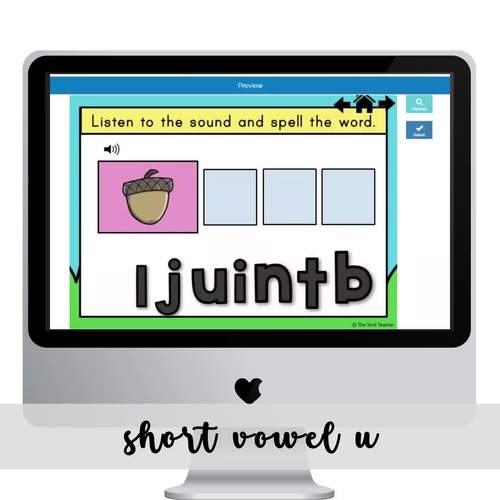 CVC Words Short Vowel U | Boom Cards™ by The Viral Teacher | TpT